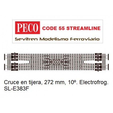 SL-E383F Scissors Crossing, Medium Radius. Electrofrog. (Peco Code 55 Streamline)